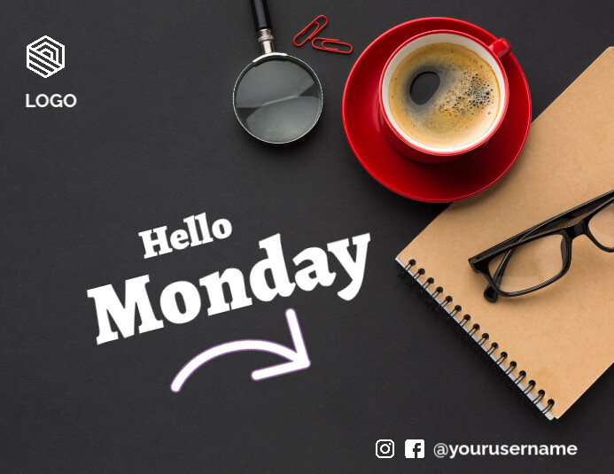 Copy of Black Modern & Minimal Hello Monday Flyer (us Letter ...