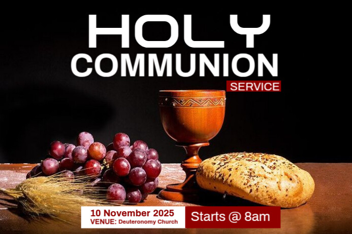 Black Modern & Minimal Holy Communion Sunday Service Template Poster ...