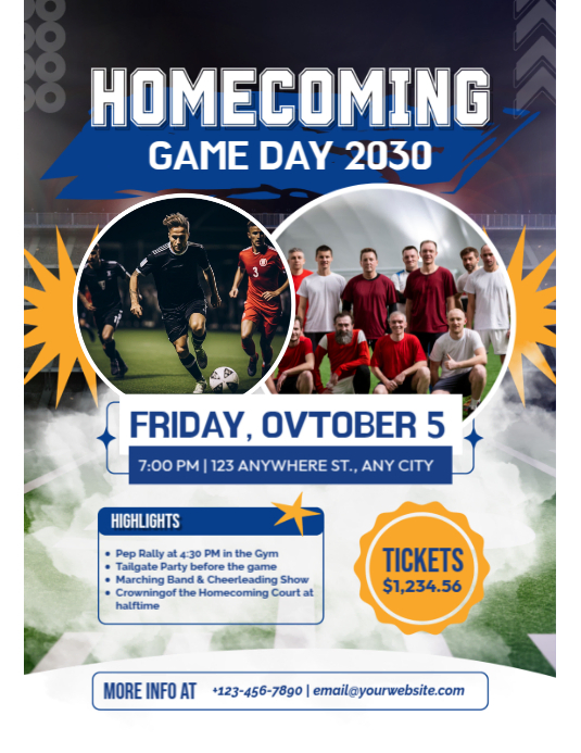 Black Modern & Minimal Homecoming Game Day Flyer (us Letter) Template ...
