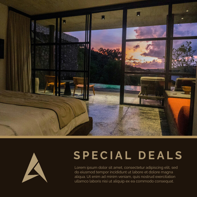 Plantilla de Black Modern & Minimal Hotel And Resort Instagram Post ...