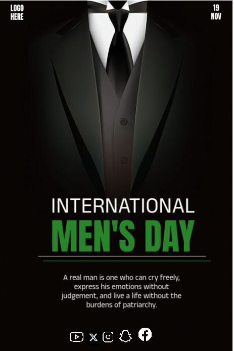 Copy of Black Modern & Minimal Intentional Men's Day Pinterest Graphic ...