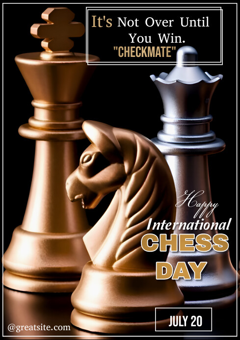 Black Modern & Minimal International Chess Da Template | PosterMyWall