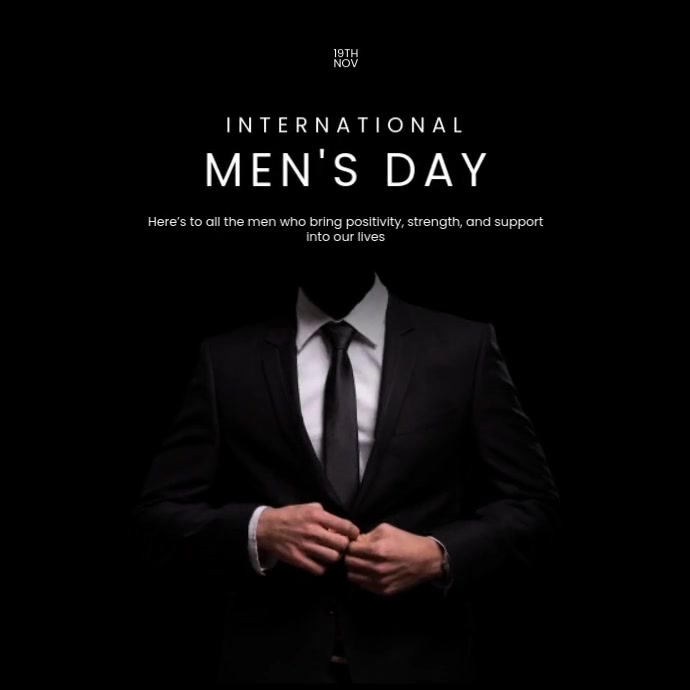 Black Modern & Minimal International Men's Day Persegi (1:1) Template ...