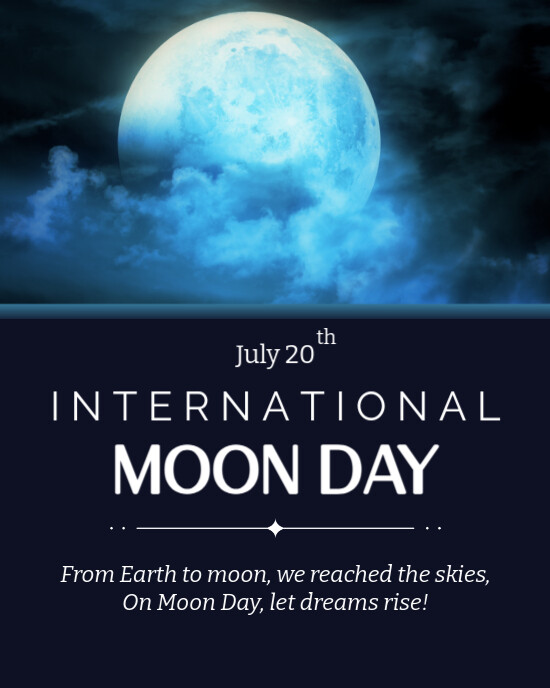 Black Modern & Minimal International Moon Day 2025 Instagram Portrait ...