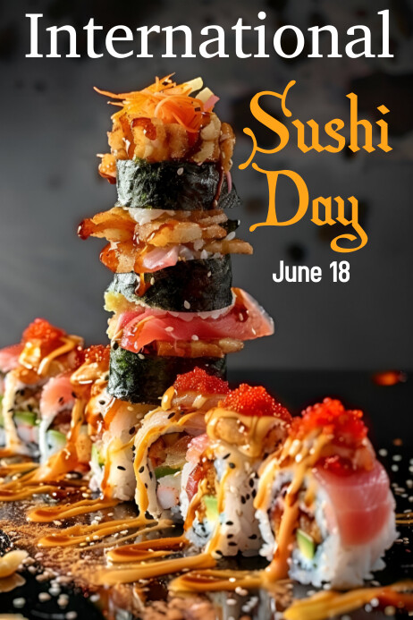 Copy of Black Modern & Minimal International Sushi Da | PosterMyWall