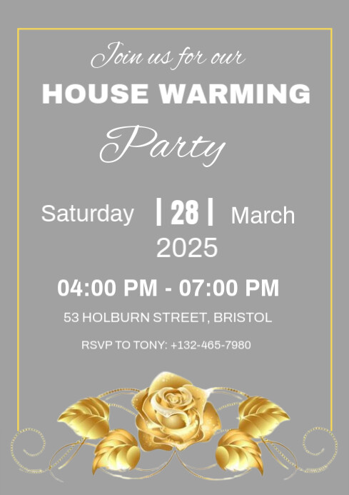 Copy of Black Modern & Minimal Invitation Card A4 | PosterMyWall