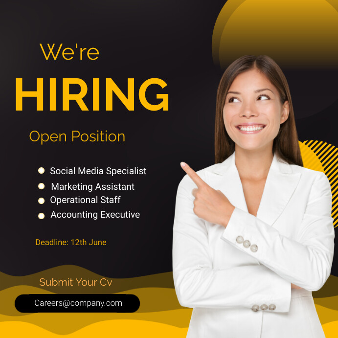 Black Modern & Minimal Job Vacancies Ad Insta Template | PosterMyWall