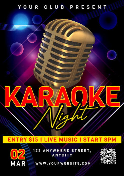 Black Modern & Minimal Karaoke Night A2 Template | PosterMyWall
