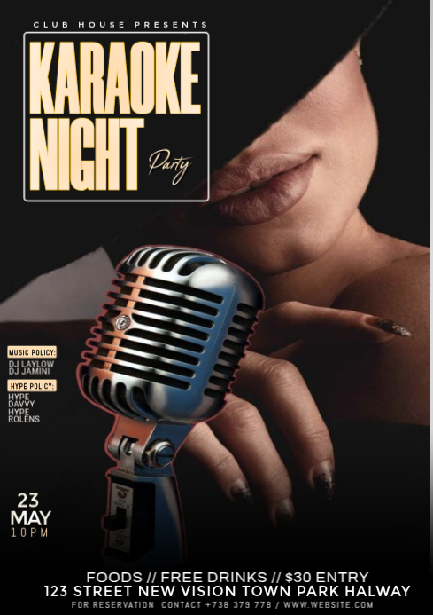 Plantilla de Black Modern & Minimal Karaoke Night Event A4 | PosterMyWall