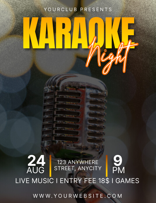Black Modern & Minimal Karaoke Night Pamflet Template | PosterMyWall