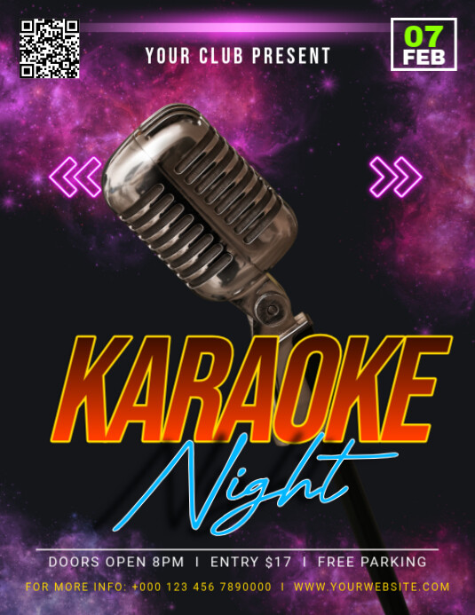 Black Modern & Minimal Karaoke Night Pamflet (letter As) Template ...
