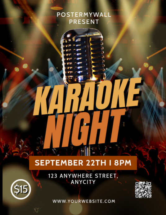 Black Modern & Minimal Karaoke Night Pamflet (letter As) Template ...