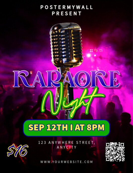 Black Modern & Minimal Karaoke Night Pamflet (letter As) Template ...