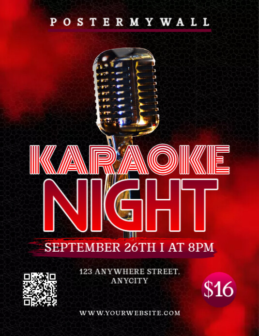 Black Modern & Minimal Karaoke Night Pamflet (letter As) Template ...