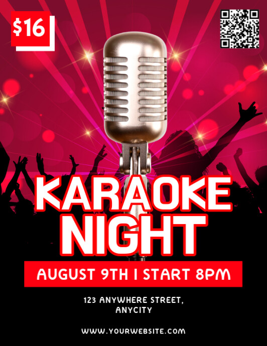 Black Modern & Minimal Karaoke Night Pamflet (letter As) Template ...