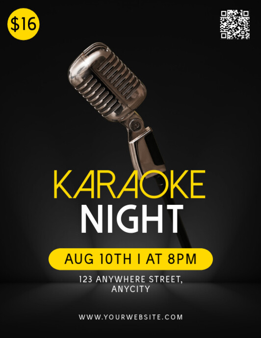 Black Modern & Minimal Karaoke Night Pamflet (letter As) Template ...