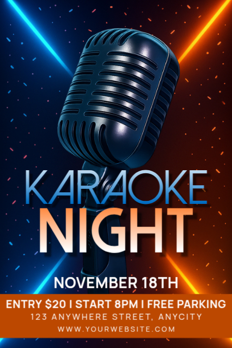 Black Modern & Minimal Karaoke Night Poster Template | PosterMyWall