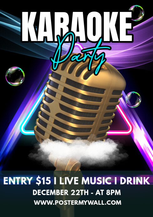 Black Modern & Minimal Karaoke Party A1 Template | PosterMyWall