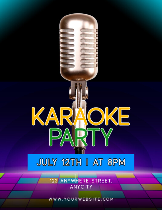 Black Modern & Minimal Karaoke Party Pamflet (letter As) Template ...