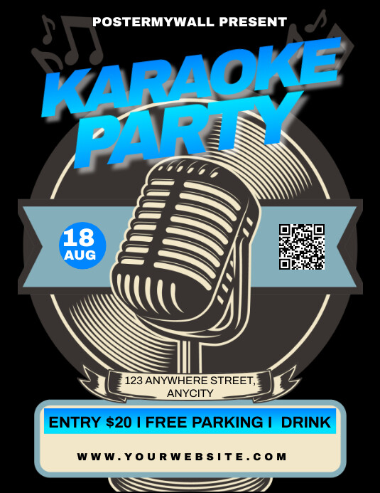 Plantilla de Black Modern & Minimal Karaoke Party Pamflet | PosterMyWall