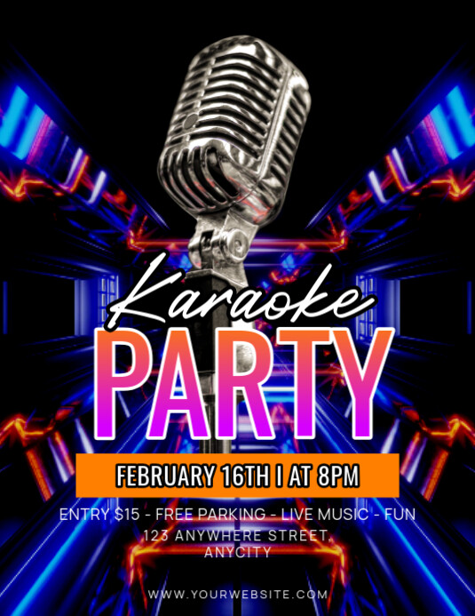 Black Modern & Minimal Karaoke Party Pamflet (letter As) Template ...