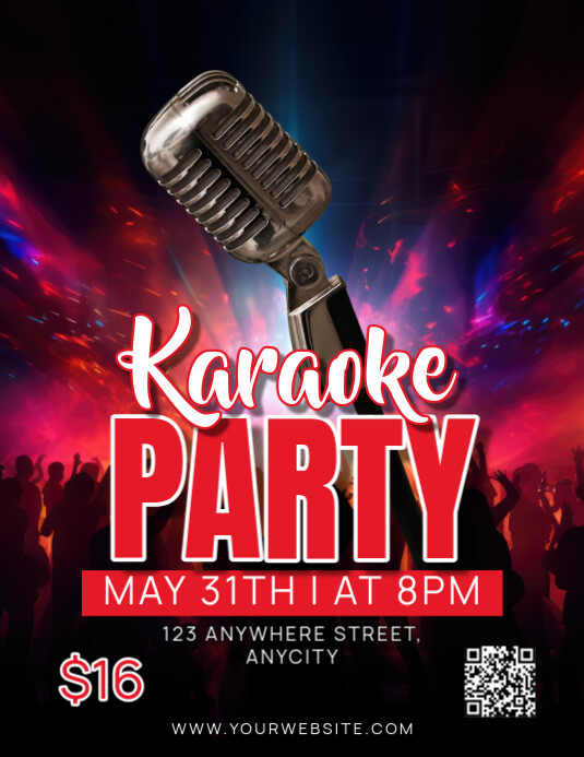Black Modern & Minimal Karaoke Party Pamflet (letter As) Template ...