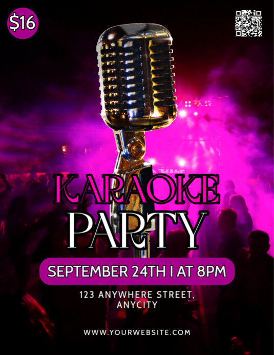 Black Modern & Minimal Karaoke Party Pamflet (letter As) Template ...