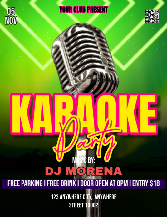 Black Modern & Minimal Karaoke Party Pamflet (letter As) Templat ...