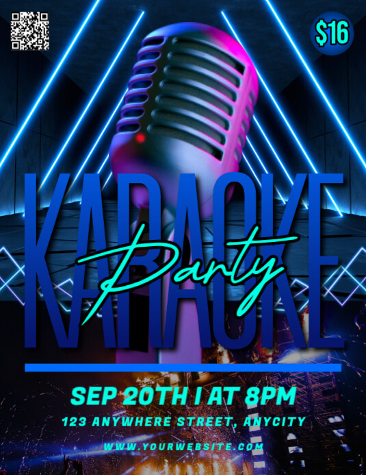 Black Modern & Minimal Karaoke Party Pamflet (letter As) Template ...