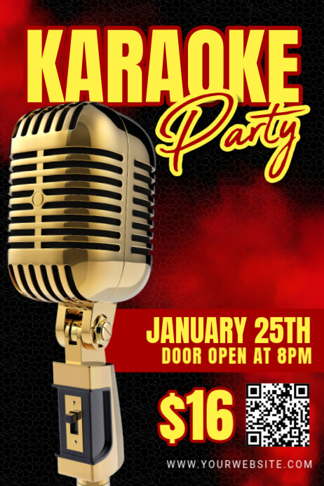 Black Modern & Minimal Karaoke Party Poster Template | PosterMyWall