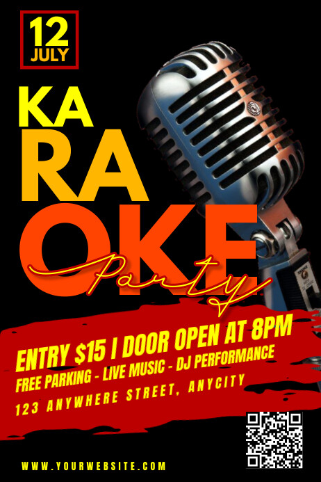 Black Modern & Minimal Karaoke Party Poster Template | PosterMyWall