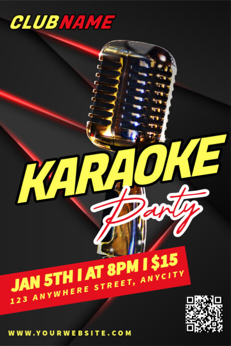 Black Modern & Minimal Karaoke Party Poster Template | PosterMyWall