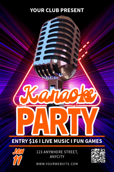 Black Modern & Minimal Karaoke Party Poster Template | PosterMyWall