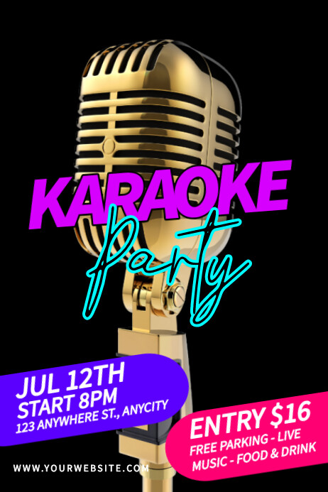 Black Modern & Minimal Karaoke Party Poster Template | PosterMyWall