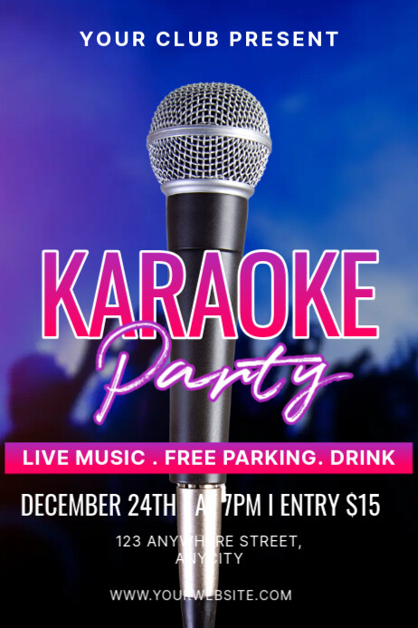 Black Modern & Minimal Karaoke Party Poster Template | PosterMyWall