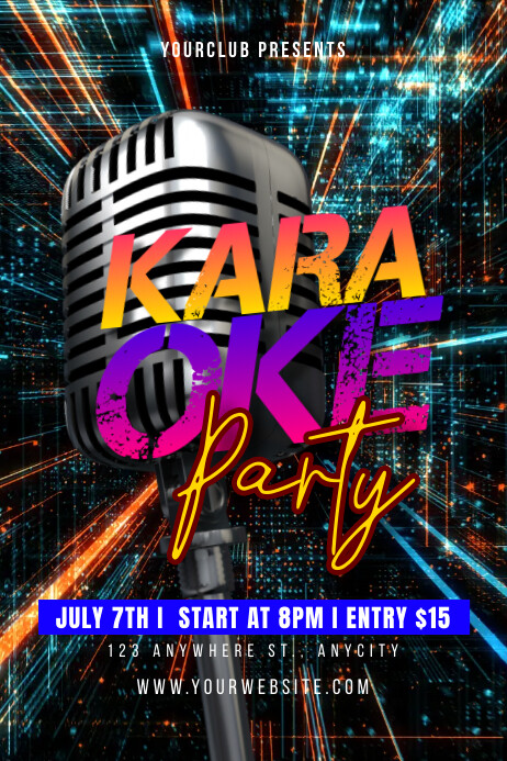 Black Modern & Minimal Karaoke Party Poster Template | PosterMyWall