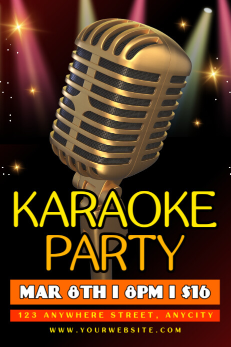Black Modern & Minimal Karaoke Party Poster Template | PosterMyWall