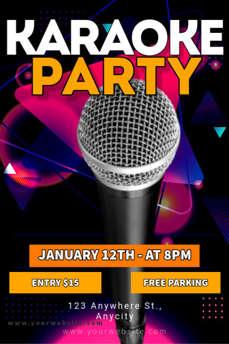 Black Modern & Minimal Karaoke Party Poster Template | PosterMyWall