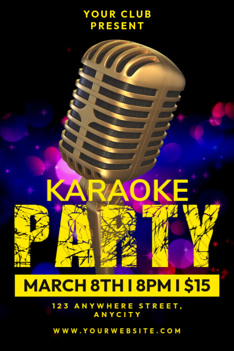 Black Modern & Minimal Karaoke Party Poster Template | PosterMyWall