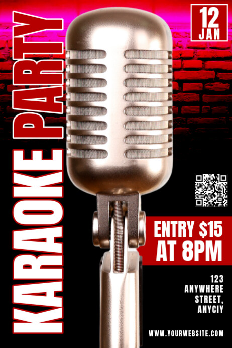 Black Modern & Minimal Karaoke Party Poster Template | PosterMyWall