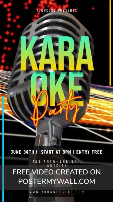 Black Modern & Minimal Karaoke Party Reel Ins Template | PosterMyWall