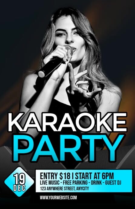Black Modern & Minimal Karaoke Party Tabloid Template | PosterMyWall