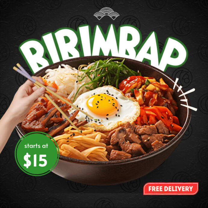 Black Modern & Minimal Korean Food Pos Instagram Template | PosterMyWall