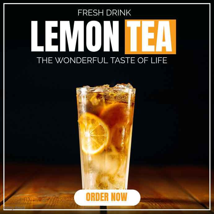 Black Modern & Minimal Lemon Tea Ad Instagram Template | PosterMyWall