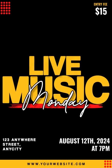 Black Modern & Minimal Live Music Monday Post Template | PosterMyWall