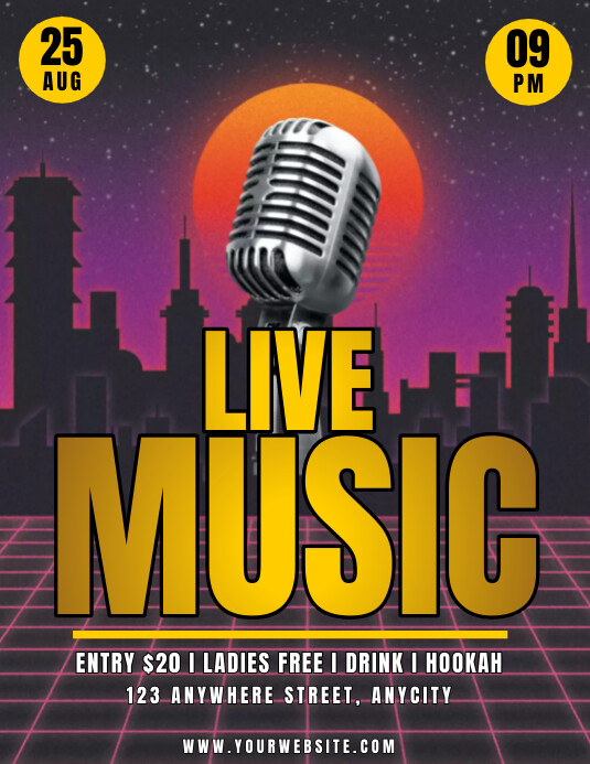 Copy of Black Modern & Minimal Live Music Pamflet (le | PosterMyWall