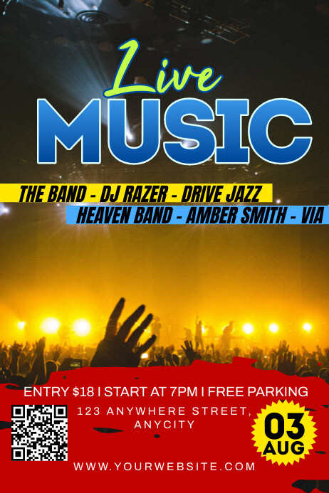 Plantilla de Black Modern & Minimal Live Music Poster | PosterMyWall