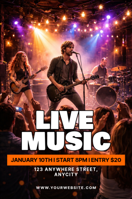 Plantilla de Black Modern & Minimal Live Music Poster | PosterMyWall