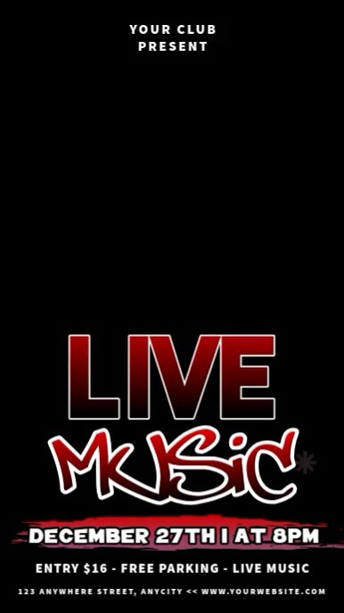 Black Modern & Minimal Live Music Reel Instagram Template | PosterMyWall