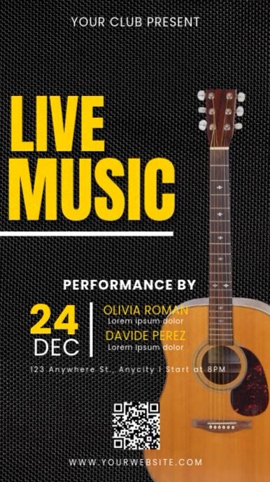 Copy of Black Modern & Minimal Live Music Reel Instagram | PosterMyWall